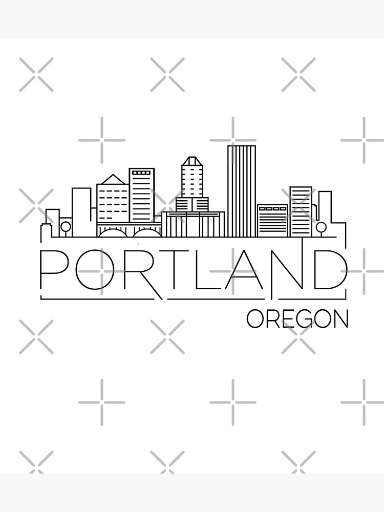"Portland Oregon Skyline Line Art , Black" Poster for Sale by ...