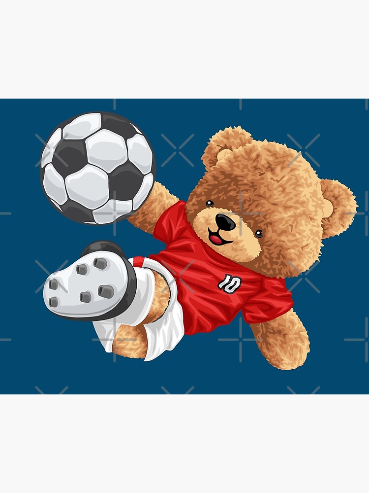 "Cute teddy bear playing soccer" Poster for Sale by Artdetoer | Redbubble