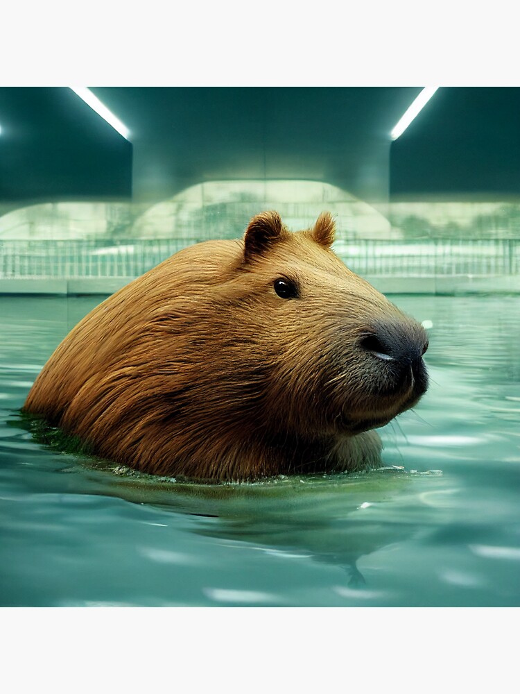 "Chill Capybara Swimming" Sticker for Sale by Seanium | Redbubble