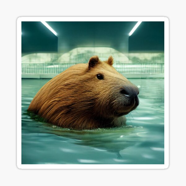 "Chill Capybara Swimming" Sticker for Sale by Seanium | Redbubble