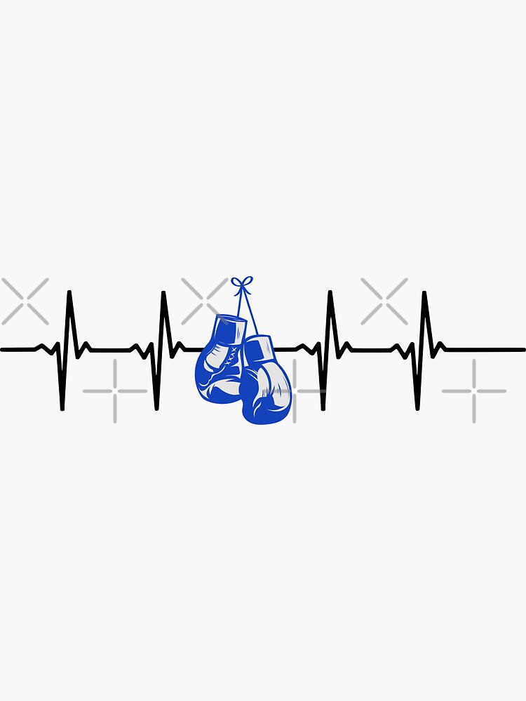 "Boxing Heartbeat blue box gloves gift" Sticker for Sale by MouDantArts ...