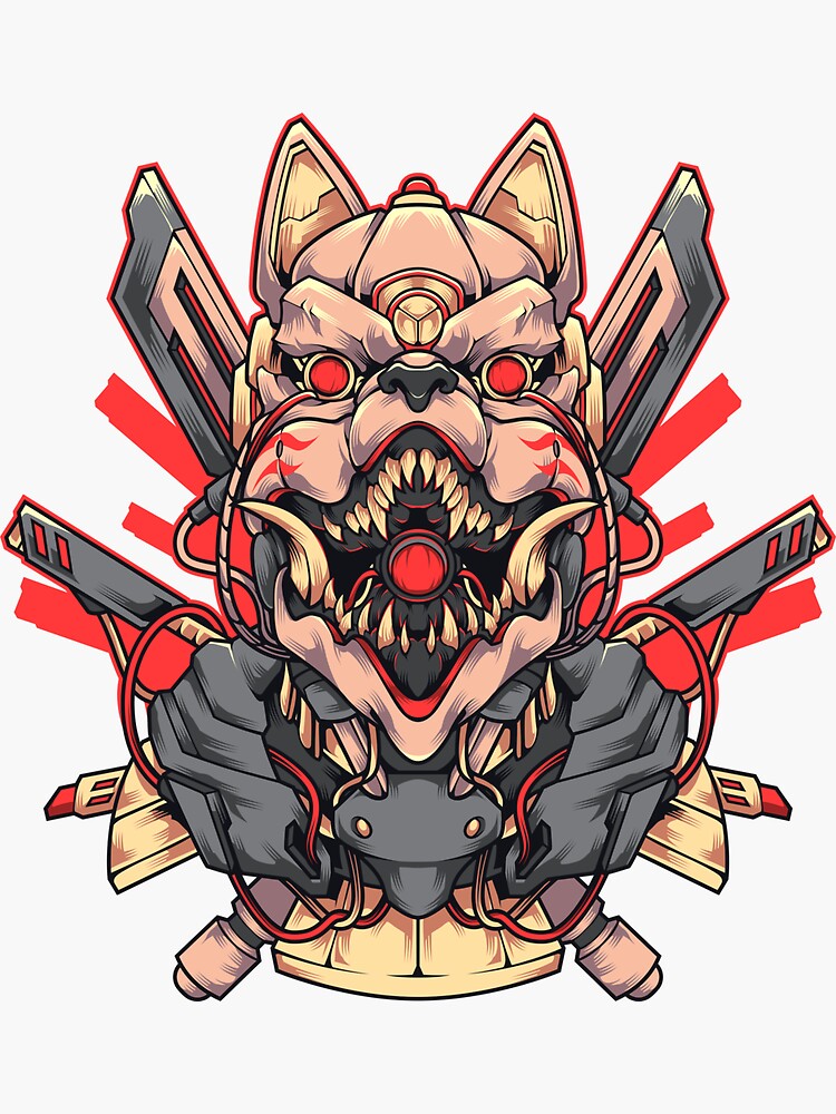 "Kitsune Fox Mecha" Sticker for Sale by Profstudio | Redbubble