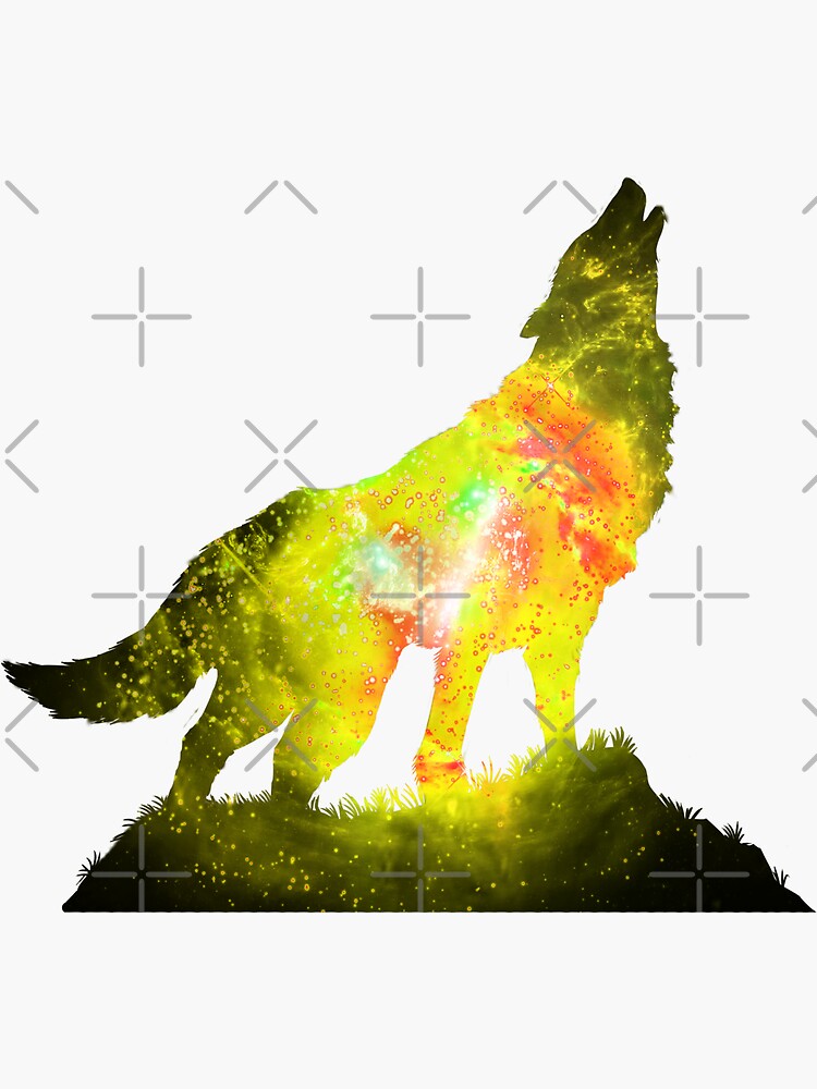 "Howling Wolf - astral" Sticker for Sale by zilvart- | Redbubble