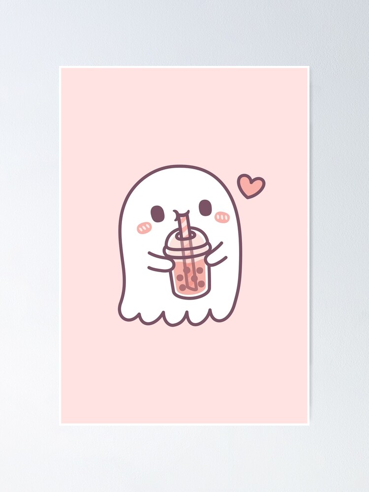 "Cute Ghost Loves Boba Tea" Poster for Sale by rustydoodle | Redbubble