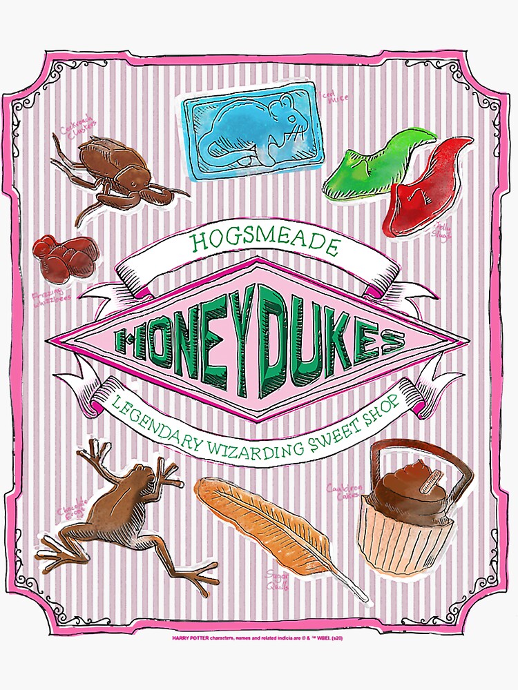 "Honeydukes Hogsmeade Label" Sticker for Sale by shadrick0qj72 | Redbubble