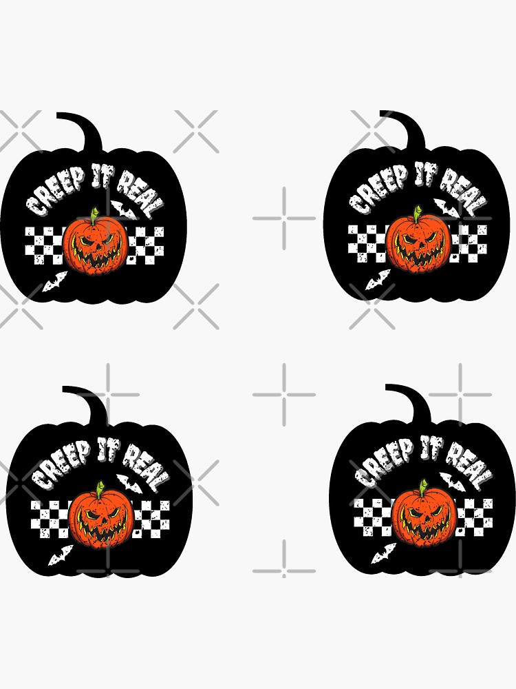 "Halloween Creep It Real Evil Pumpkin Distressed Style" Sticker for ...