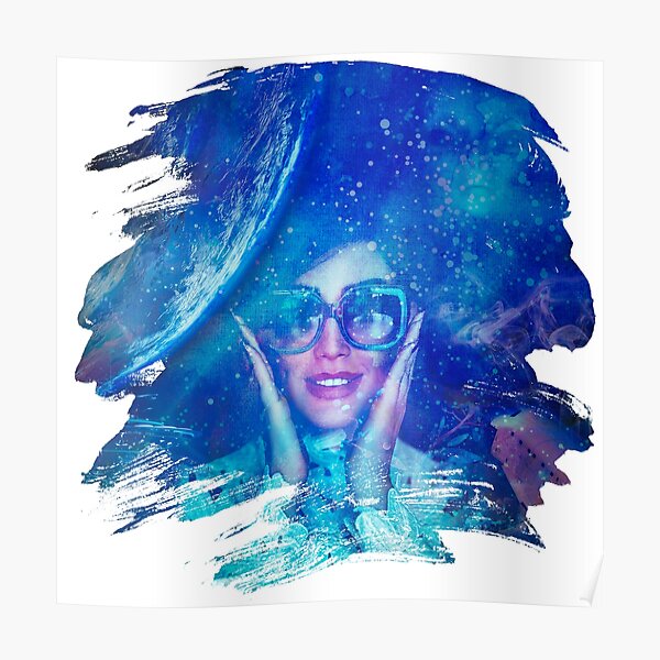 "Galaxy Manipulation - Woman, Moon, Alien & Rocket" Poster for Sale by ...
