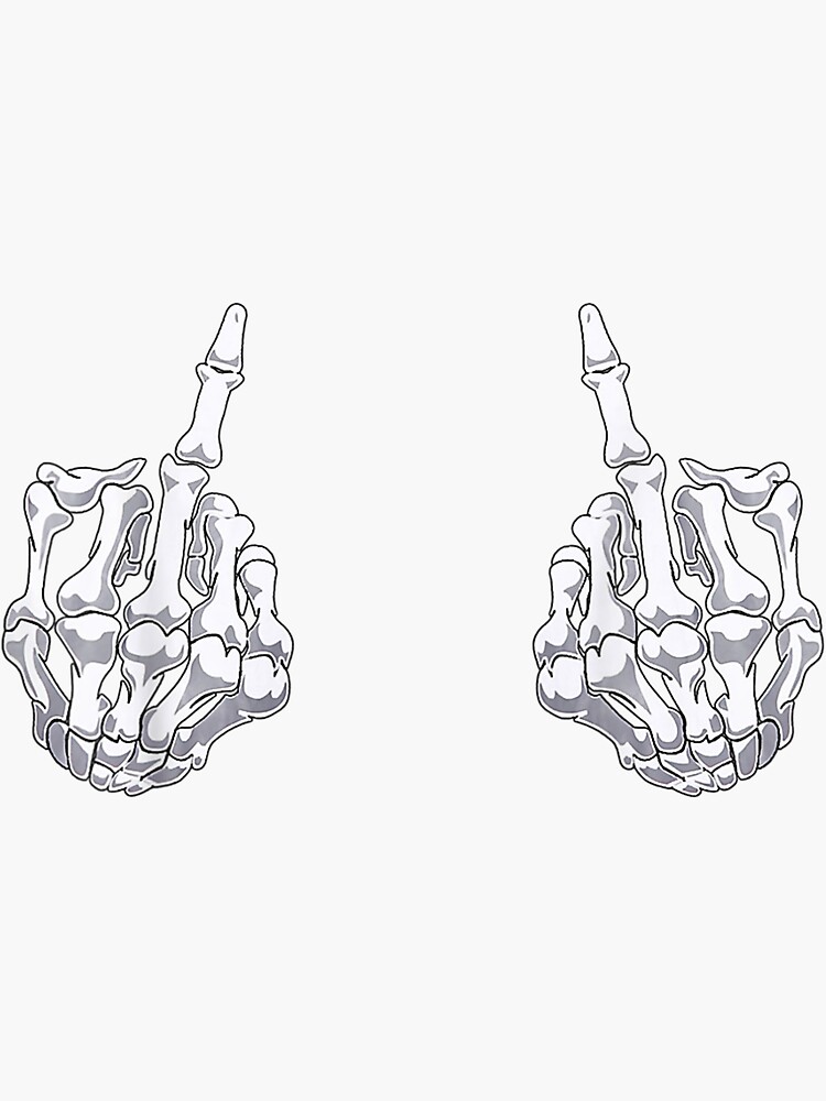 "Skeleton Hand Halloween Bones Middle Finger Skull" Sticker for Sale by ...