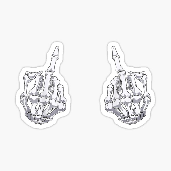 "Skeleton Hand Halloween Bones Middle Finger Skull" Sticker for Sale by ...