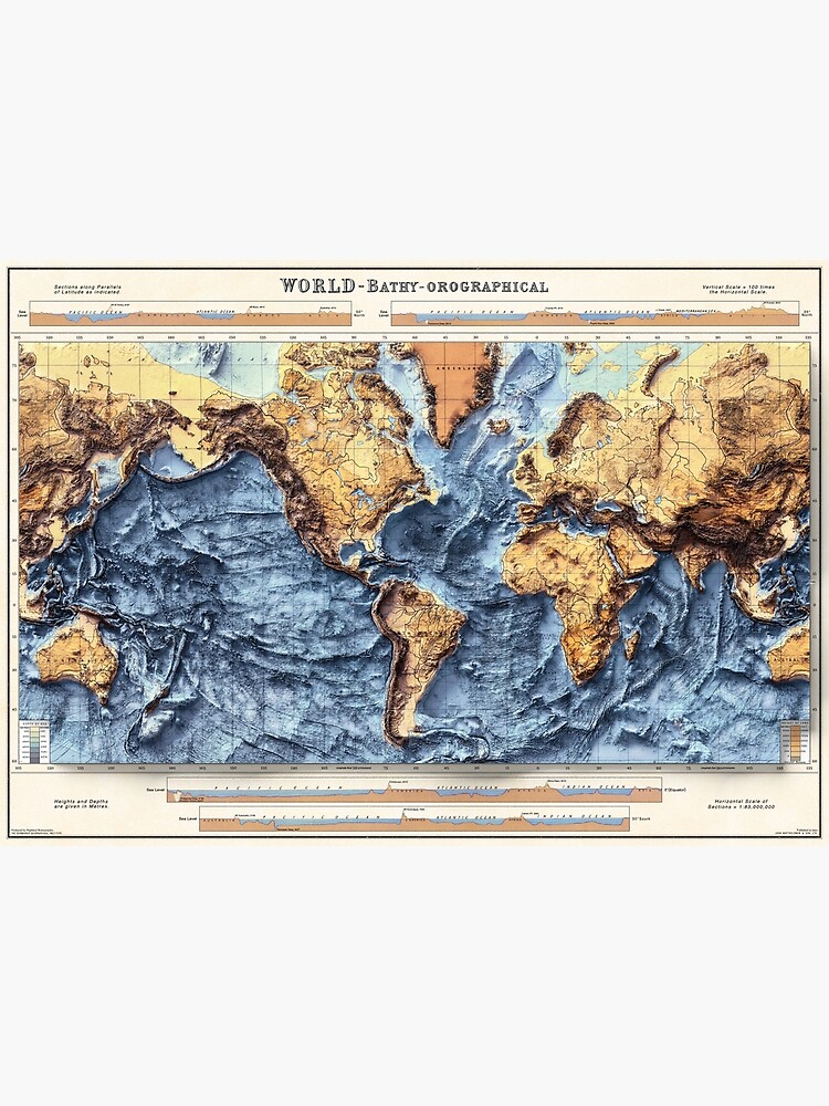 "Vintage Map Of The World With Elevation And 3D Illusion ...