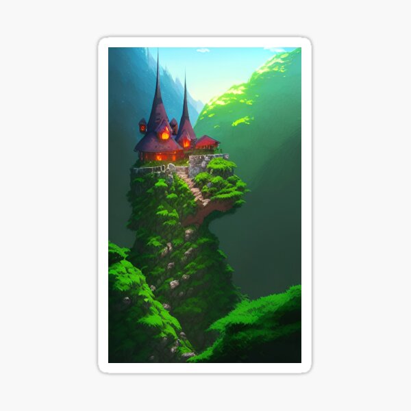 "Village on the Hill" Sticker for Sale by abstraphics | Redbubble