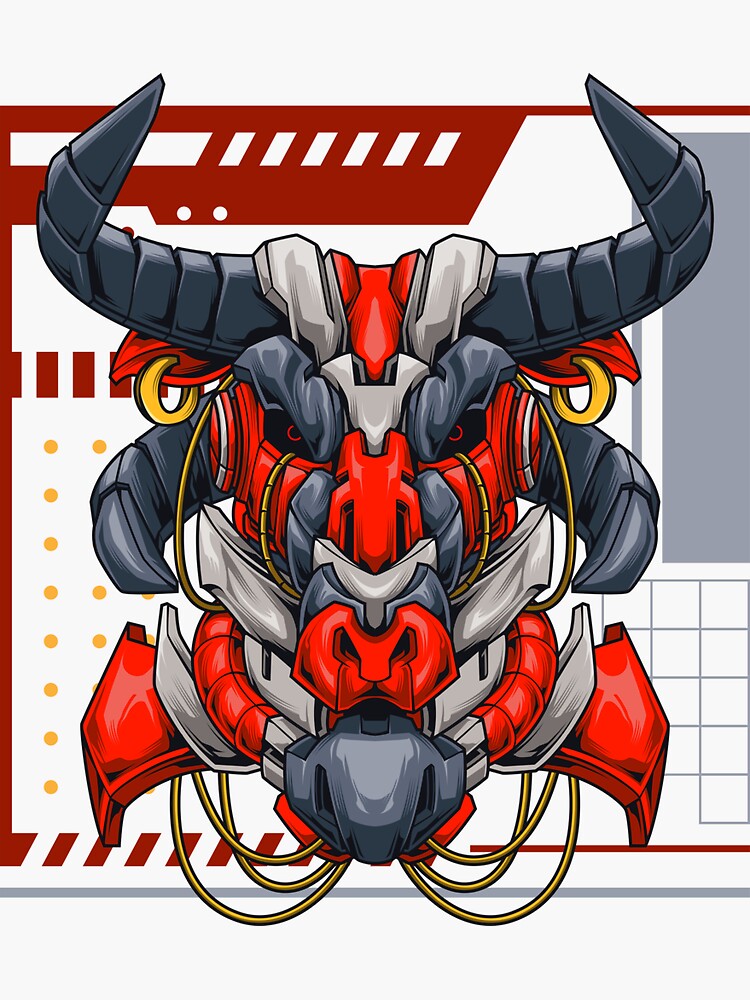"Armored Bull Mecha" Sticker for Sale by Profstudio | Redbubble