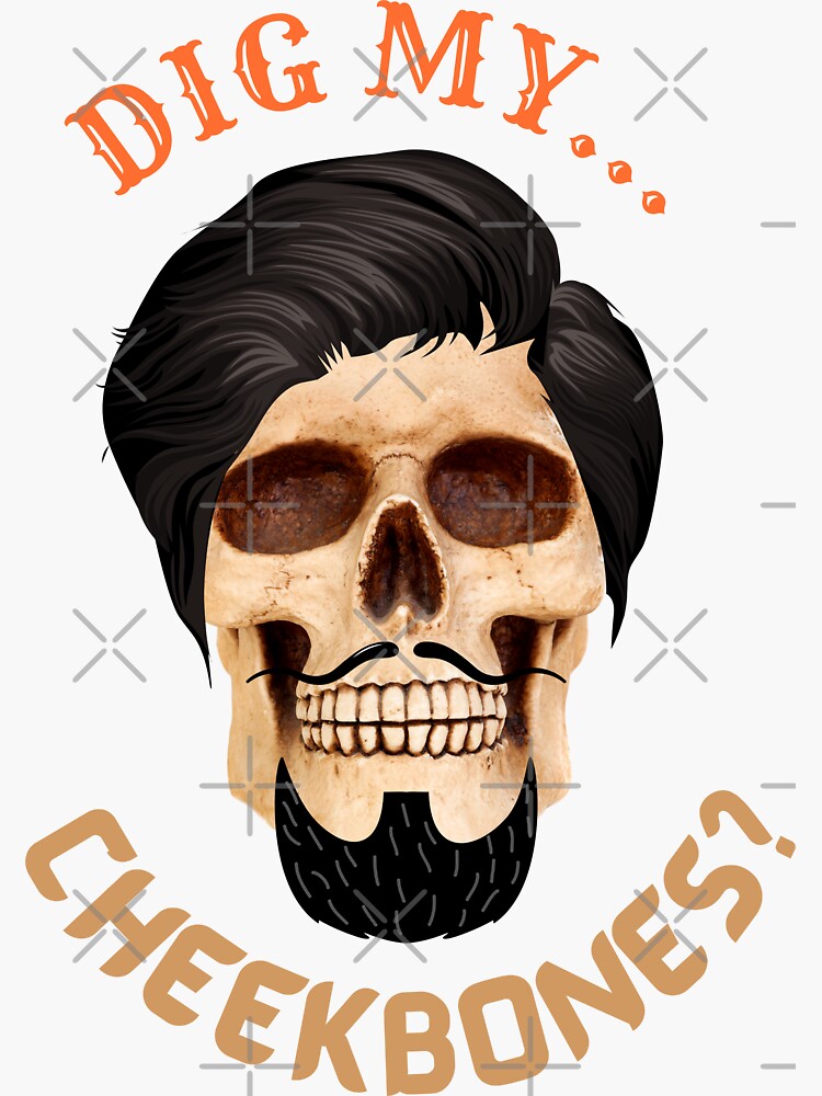 "DIG MY CHEEKBONES? (in black) - Skull with Hair | Happy Halloween ...