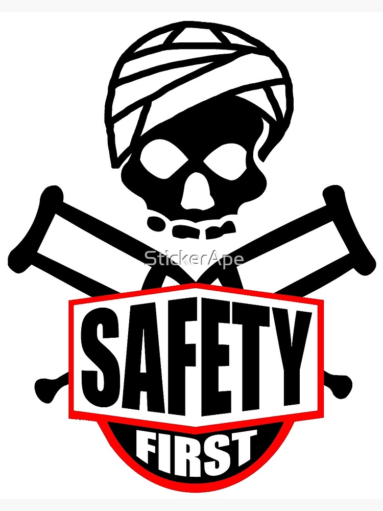 "Safety First; Skull With Crutches;" Poster for Sale by StickerApe ...