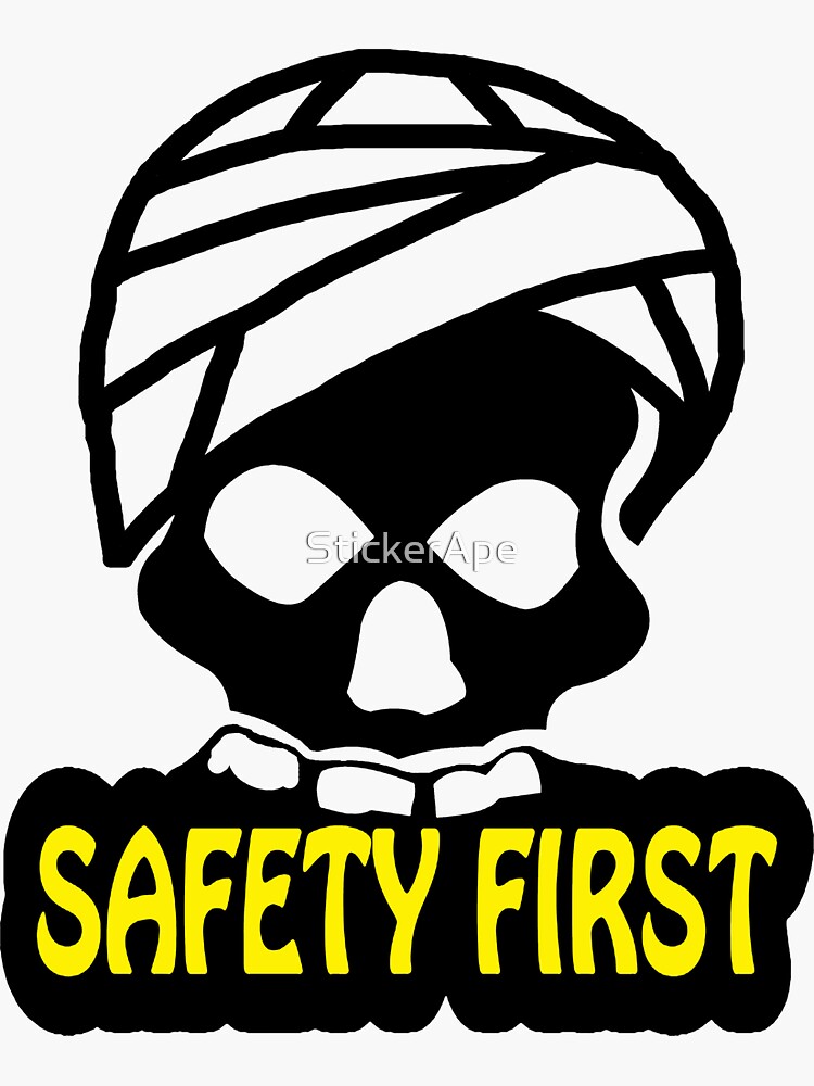 "Skull Safety First; " Sticker for Sale by StickerApe | Redbubble