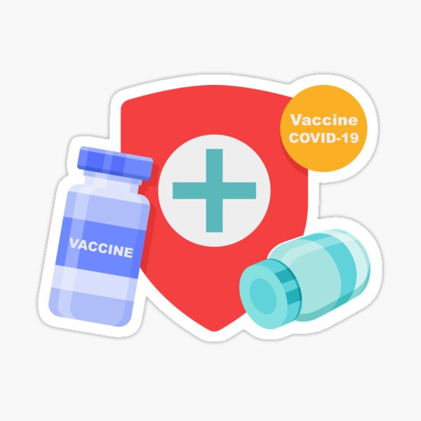 "Covid-19 coronavirus vaccine bottle, immunization treatment" Sticker ...