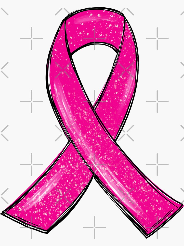 "Breast Cancer Awareness Cure Ribbon Hand Drawn " Sticker for Sale by ...