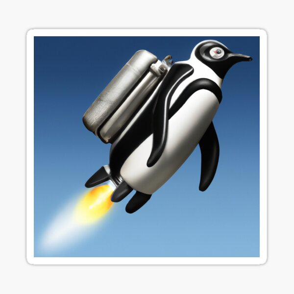 "A Penguin Flying With a Jetpack" Sticker for Sale by theteam98 | Redbubble