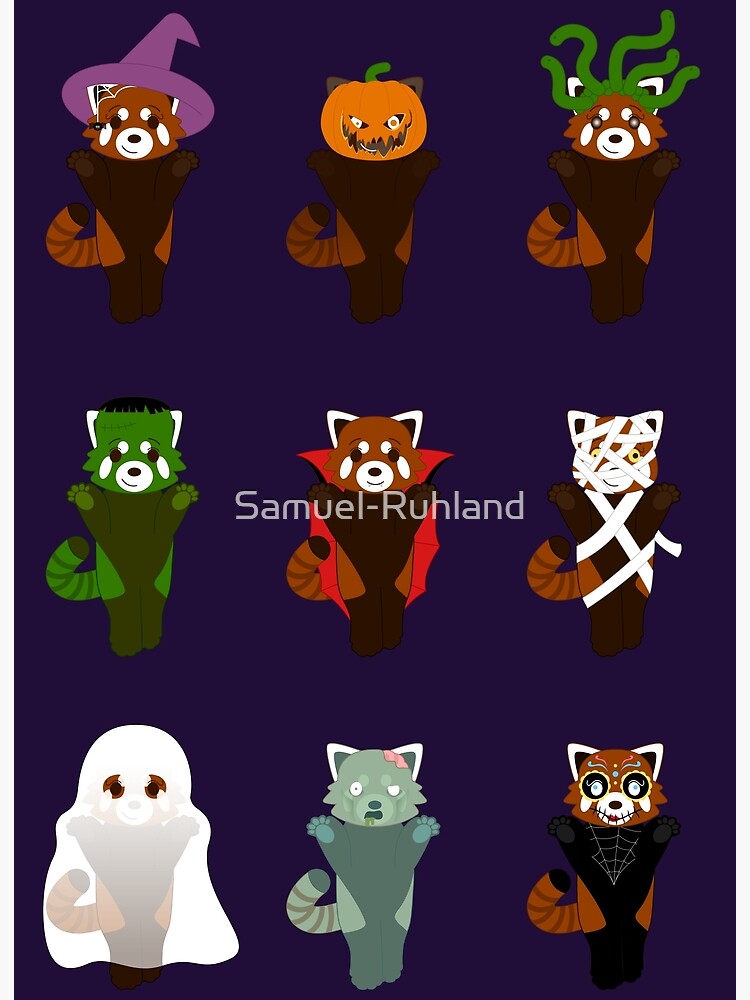 "Red pandas disguised as monsters for Halloween" Poster for Sale by ...
