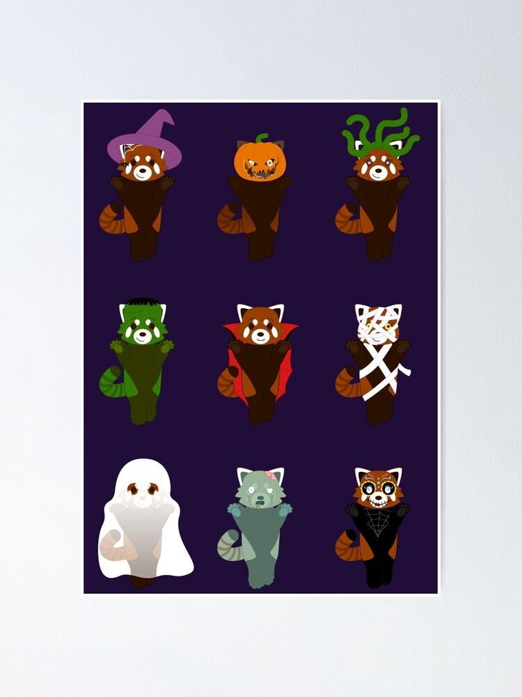 "Red pandas disguised as monsters for Halloween" Poster for Sale by ...
