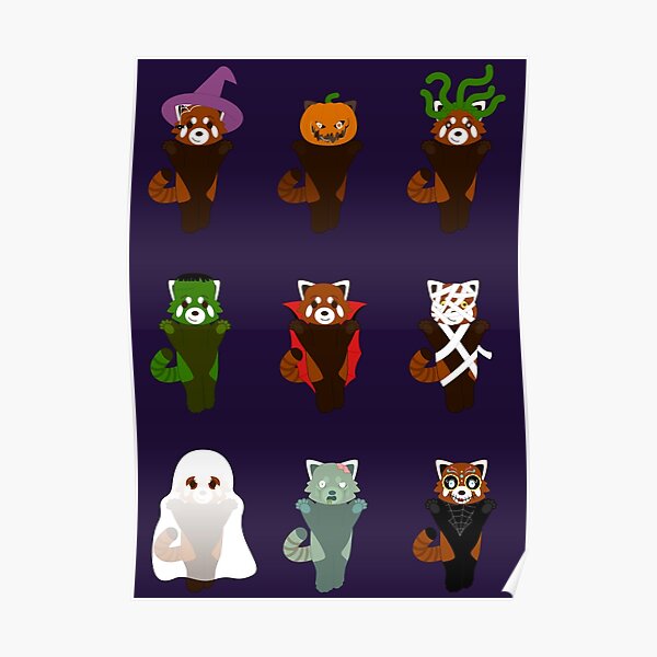 "Red pandas disguised as monsters for Halloween" Poster for Sale by ...