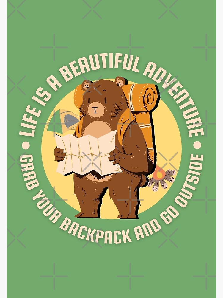 "Cute bear with backpack camping" Poster for Sale by yoshra | Redbubble