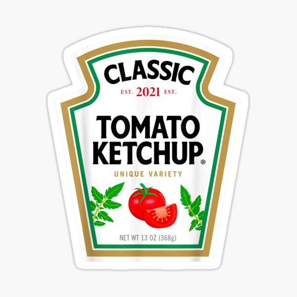 "Ketchup Costume Matching Couples Groups Halloween Ketchup" Sticker for ...
