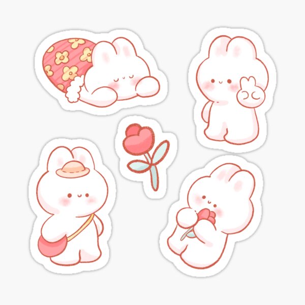 "Cute & Kawaii Little Bunny" Sticker for Sale by Pokkie | Redbubble