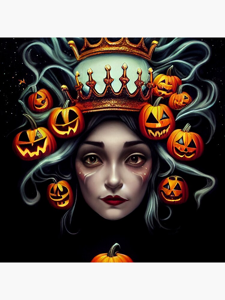 "Halloween Queen Pumpkin Crown Artwork" Sticker for Sale by StarryCrown ...