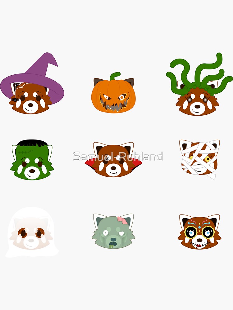 "Red pandas disguised as monsters for Halloween" Sticker for Sale by ...