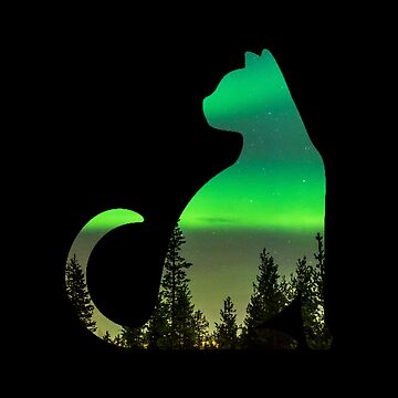 "Cat The Northern Lights, Aurora Borealis, Cat silhouette, collage ...