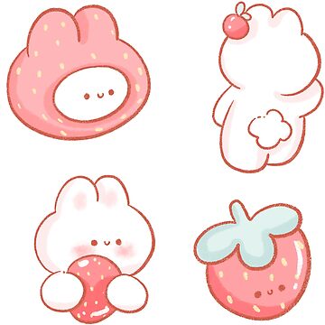 "Cute & Kawaii Strawberry Bunny" Sticker for Sale by Pokkie | Redbubble