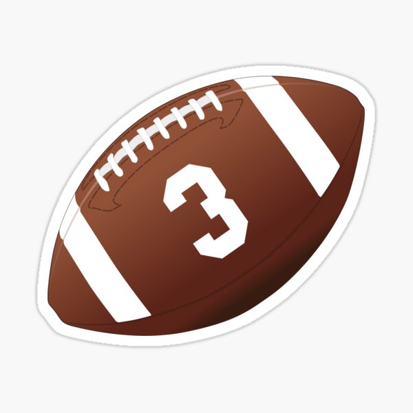 "American football ball number 3, three" Sticker for Sale by ...