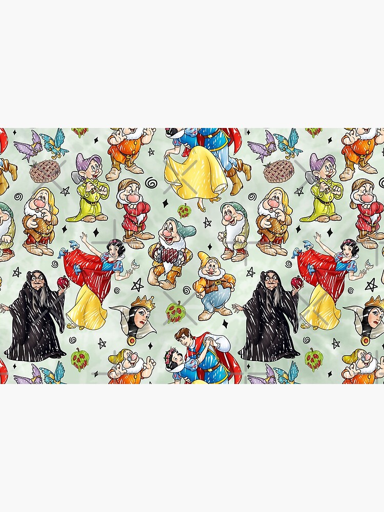 "Snow White And The Seven Dwarfs Sketched" Bath Mat for Sale by ...