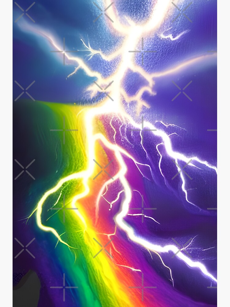 "Rainbow Lightning Bolt in Thunderstorm Impasto, Ai Generated Art " Sticker for Sale by GeminiSq ...
