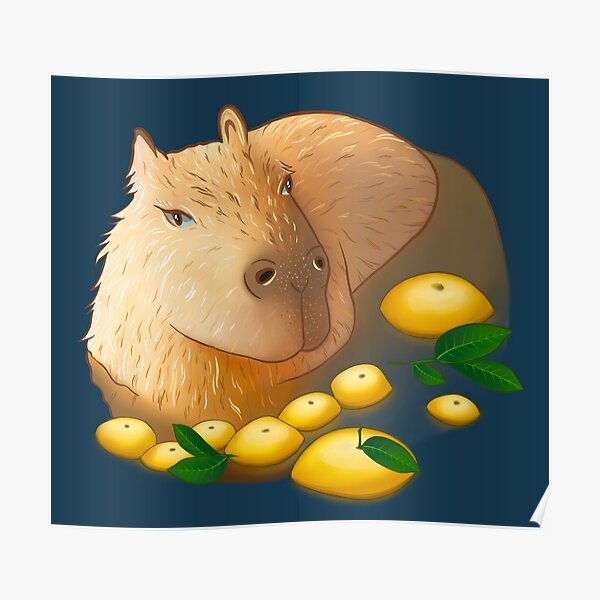 "Capybara chilling in a yuzu bath" Poster for Sale by Capy-town | Redbubble