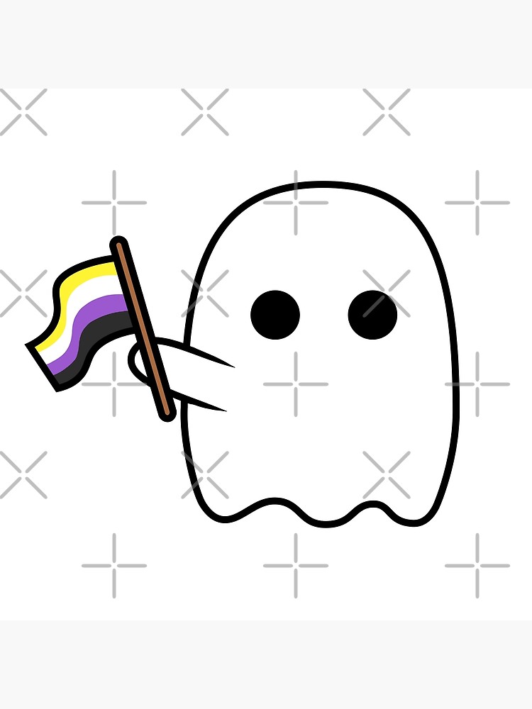 "Ghost with non binary pride flag" Poster for Sale by lunyssa | Redbubble