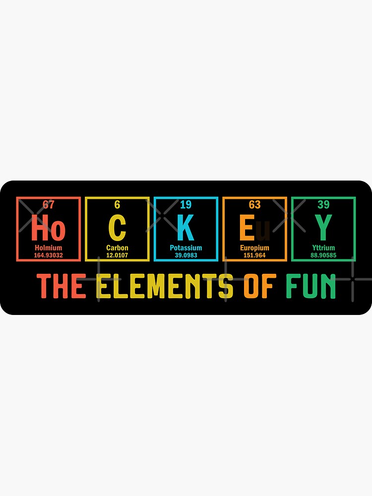 "Hockey The Elements of Fun Periodic Table Hockey Player" Sticker for ...