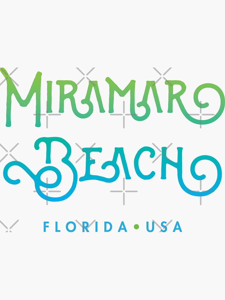 "Miramar Beach Florida Ocean Wave Typographic Design" Sticker for Sale ...