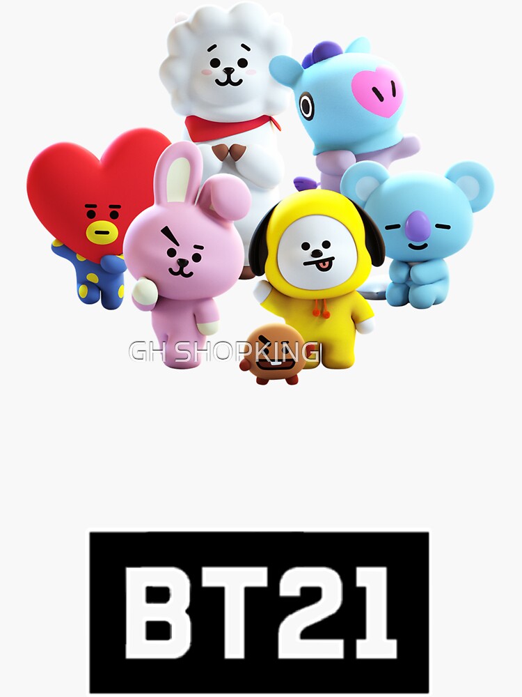 "Bt21 Characters with Logo (pattern) Sticker , Bt21 Monich , BT21 backpack" Sticker for Sale by ...