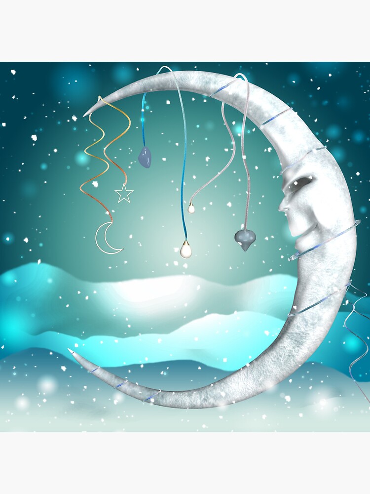 "Fantasy Art Winter Moon Sticker" Sticker for Sale by TheStickyHare ...