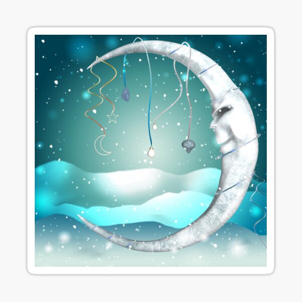 "Fantasy Art Winter Moon Sticker" Sticker for Sale by TheStickyHare ...