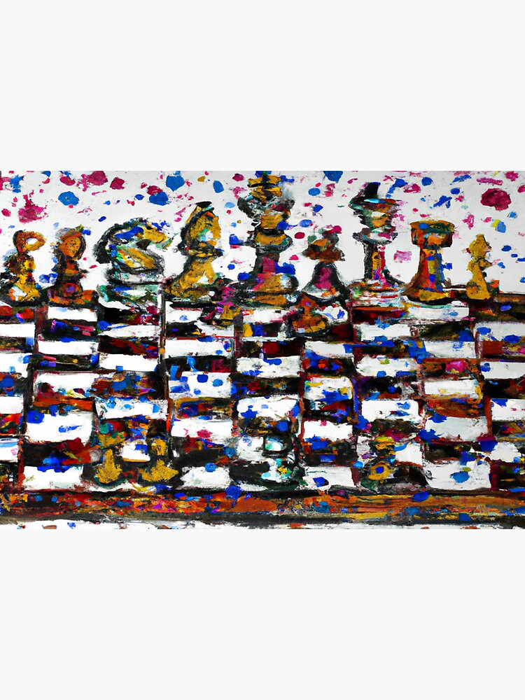"Chess Set - Jackson Pollock Style" Sticker for Sale by brushstrokeAI ...