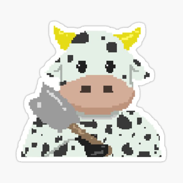 "Pixel Cow Chop " Sticker for Sale by walttonClothing | Redbubble