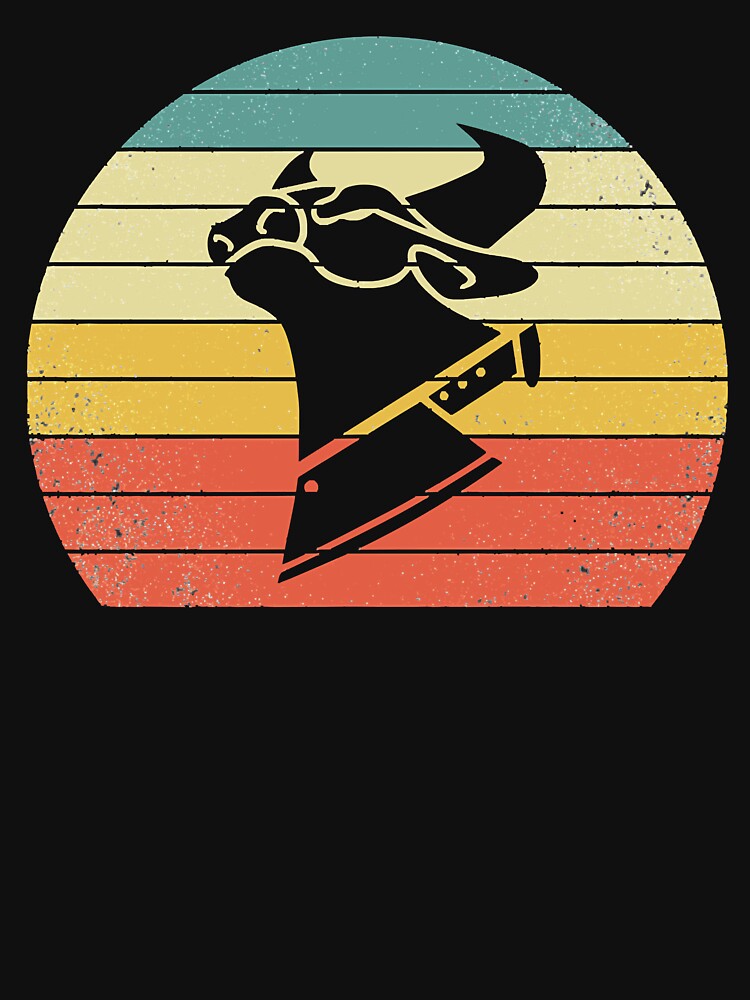 "Retro The Updated Days Cow Chop - Cow Chop Logo Funny Sunset" Classic ...