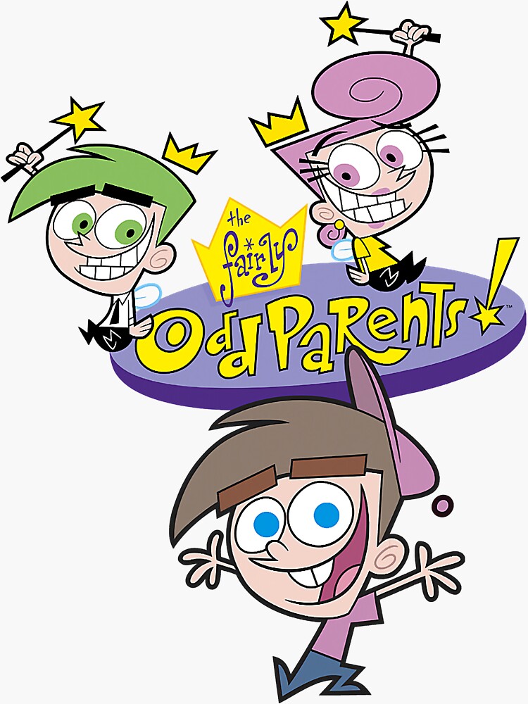 "The Fairly OddParents Cosmo Wanda And Timmy Title Logo" Sticker for ...