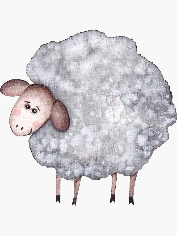 "cartoon gray sheep print" Sticker for Sale by Mirowatercolor | Redbubble