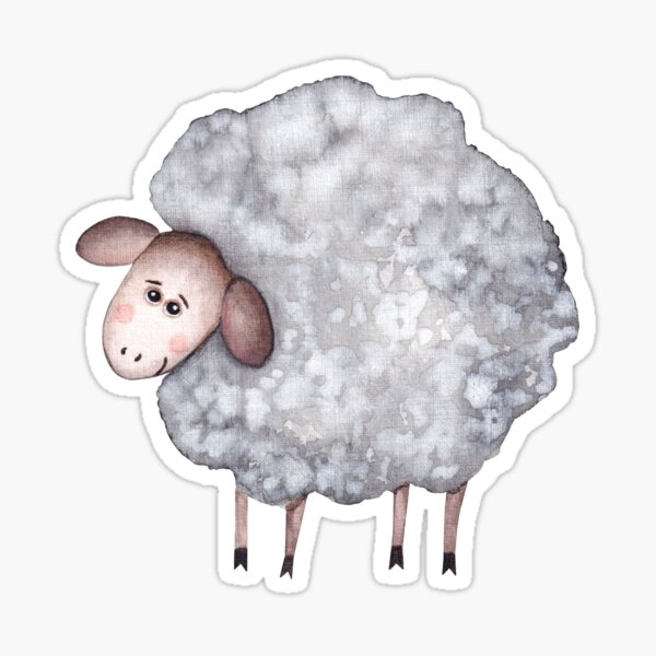 "cartoon gray sheep print" Sticker for Sale by Mirowatercolor | Redbubble