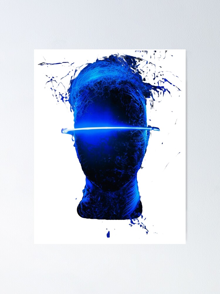 "Blue Neon Futuristic Face design" Poster for Sale by Dven-Clothes ...