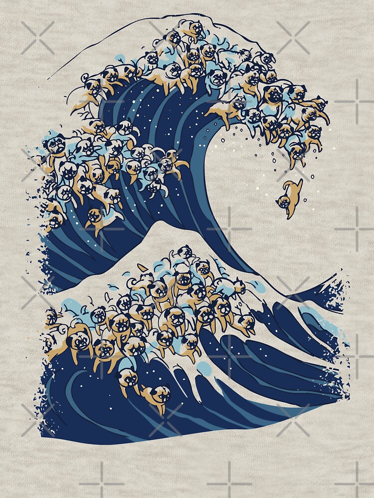 "The Great Wave of Pug" Pullover Sweatshirt for Sale by Huebucket ...